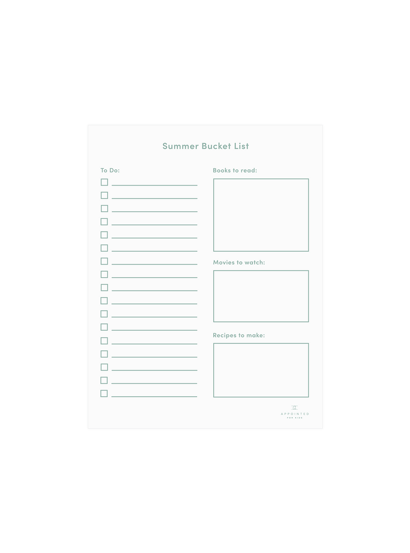Free Printable Kids Summer Bucket List Digital Download – Appointed
