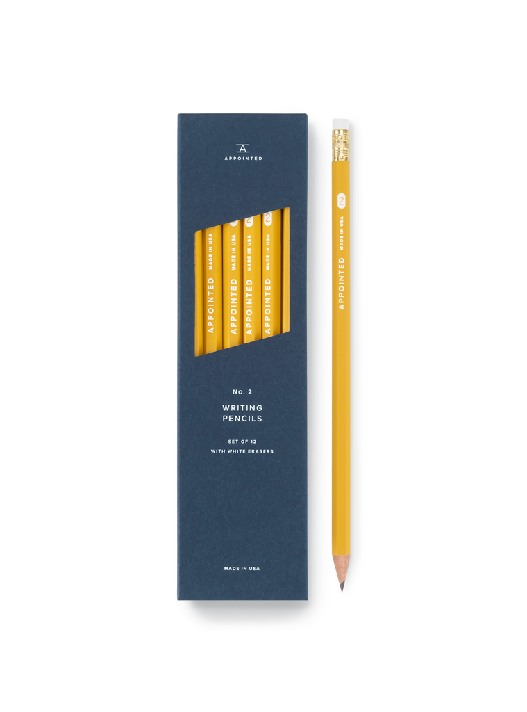 No. 2 Pencil Set - 12 Writing Pencils - White Eraser - Appointed